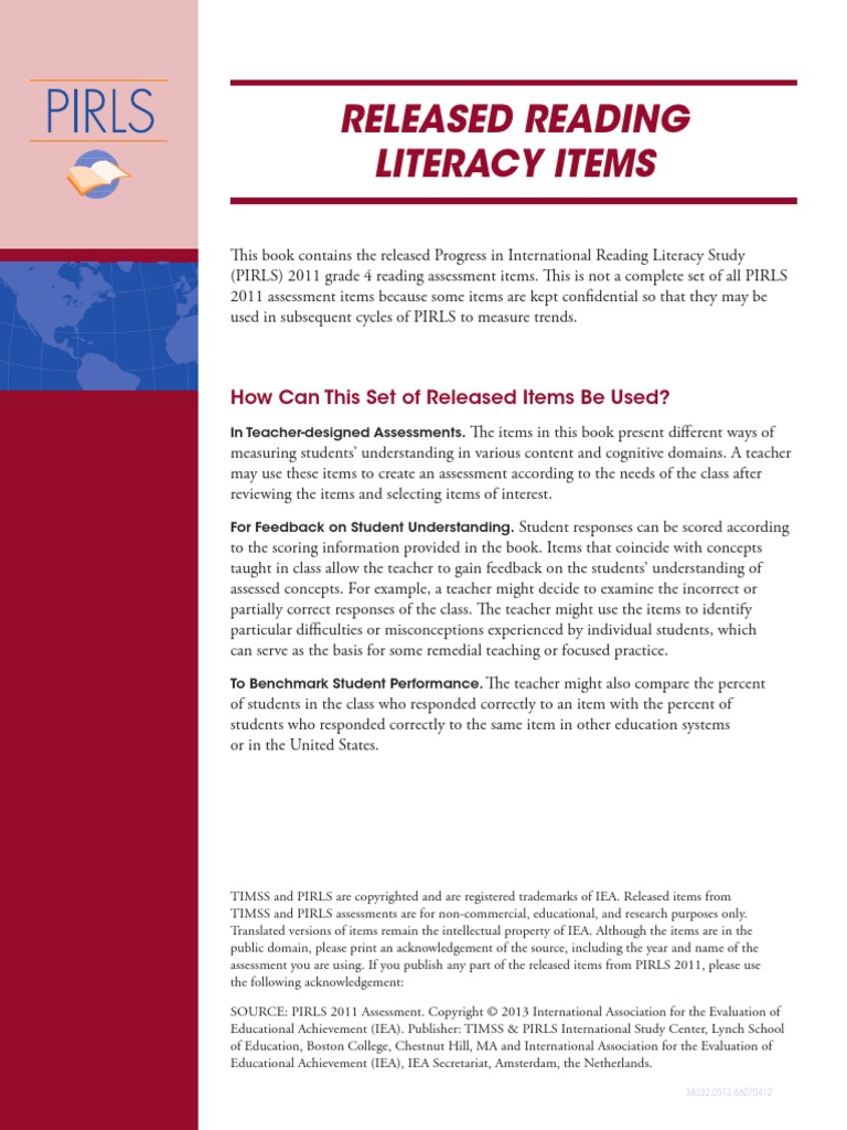 GR 4 Literacy Test PIRLS 2011 | PDF | Educational Assessment