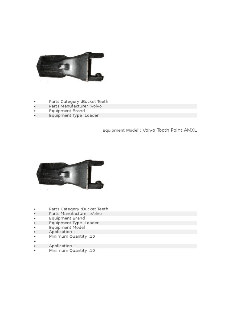 Volvo Tooth Point AMXL | PDF