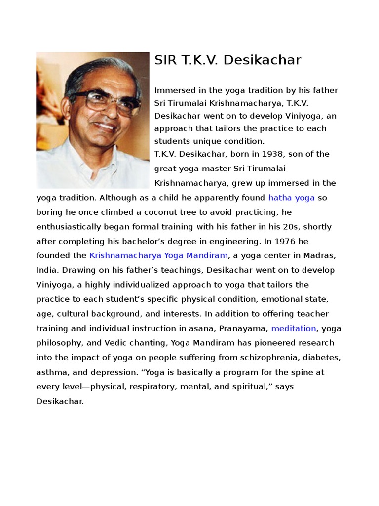 SIR T.K.V. Desikachar - Odt | PDF | Yoga | Mental Training