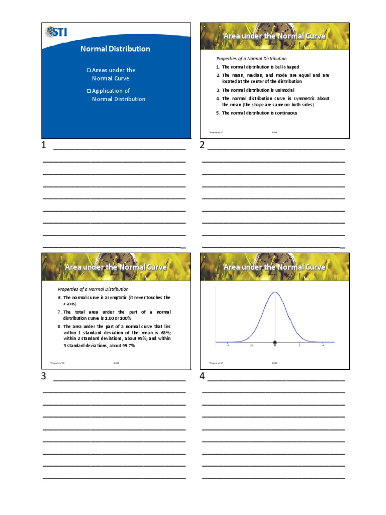 Areas Under The Normal Curve Application of Normal Distribution | PDF ...
