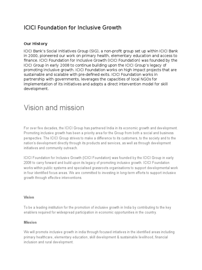 ICICI Foundation For Inclusive Growth | PDF | Malnutrition | Curriculum