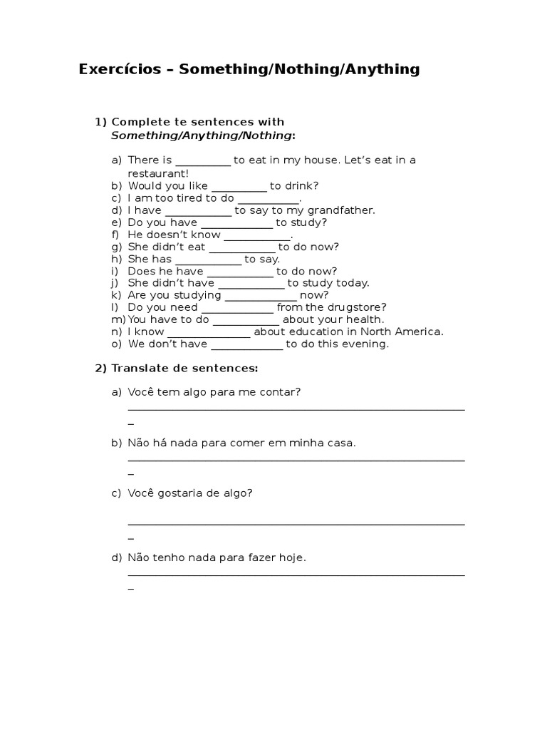 Exercícios Something Anything | PDF