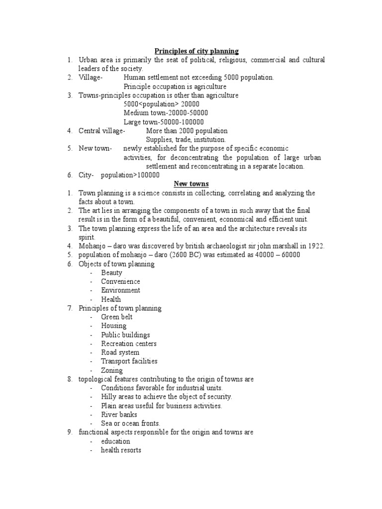 Principles of City Planning | PDF | Urban Planning | Land Management