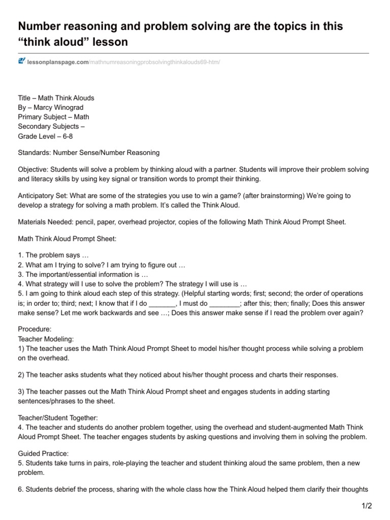 Number Reasoning | PDF | Reason | Teachers