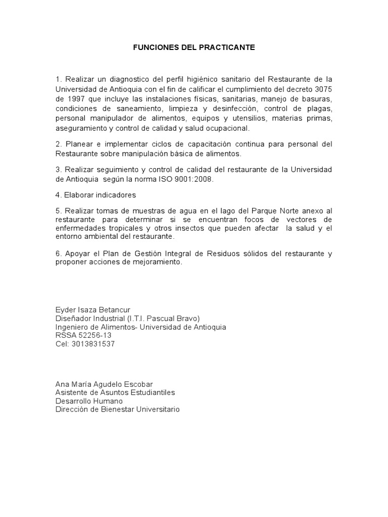 Funciones Del Practicante | PDF