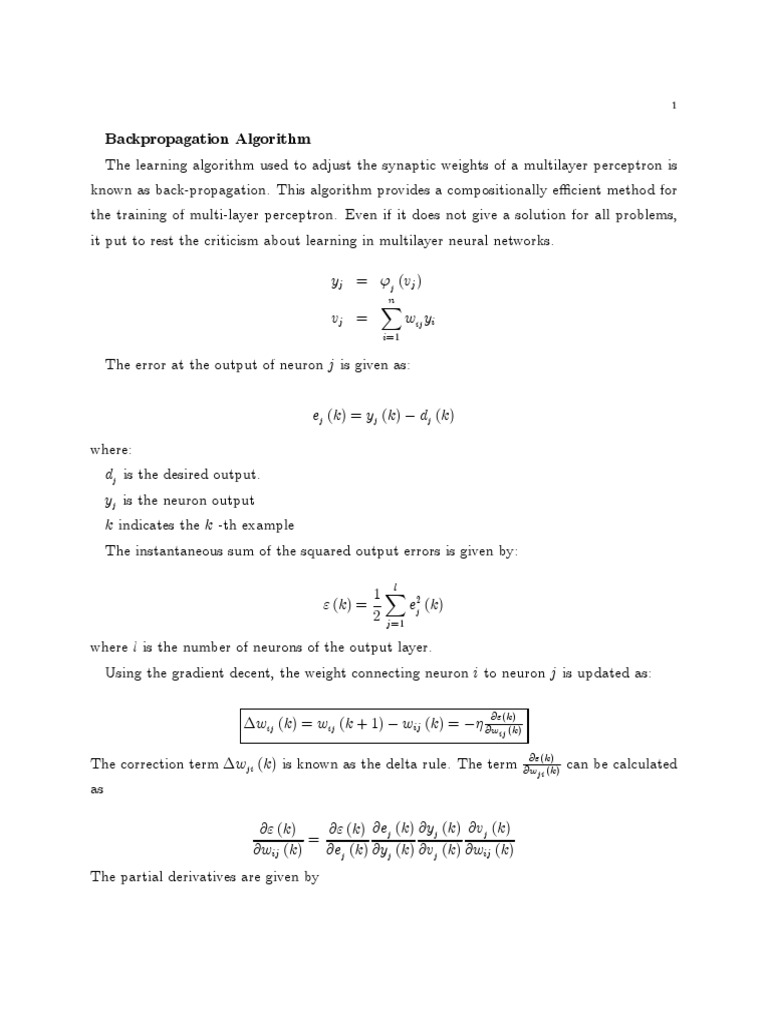 Backpropagation Algorithm | PDF | Cybernetics | Algorithms And Data Structures