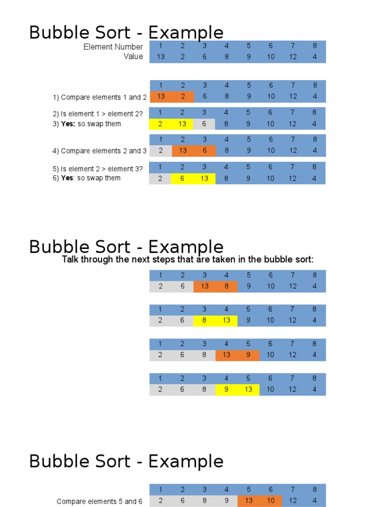 Bubble Sort Example | PDF