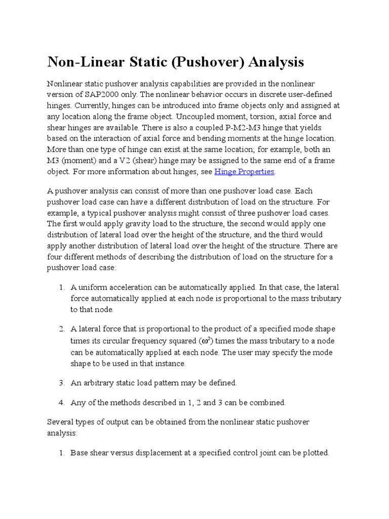 Non-Linear Static (Pushover) Analysis | PDF | Physics | Mechanical ...