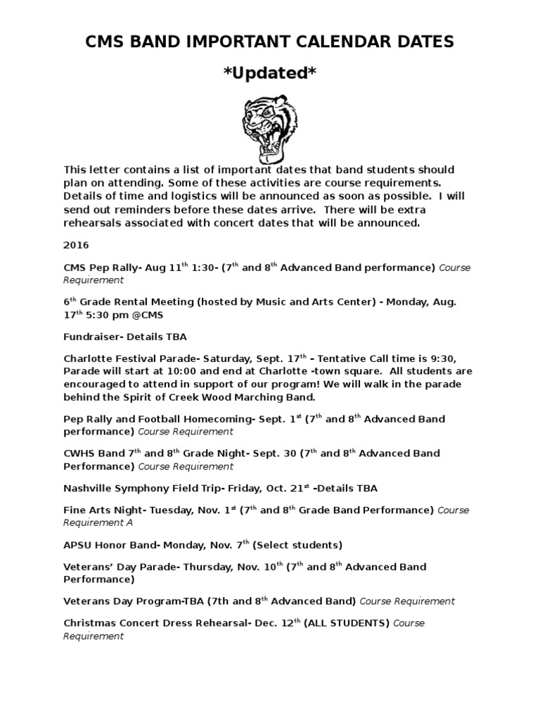 Important Calendar Dates 2016-2017 | PDF