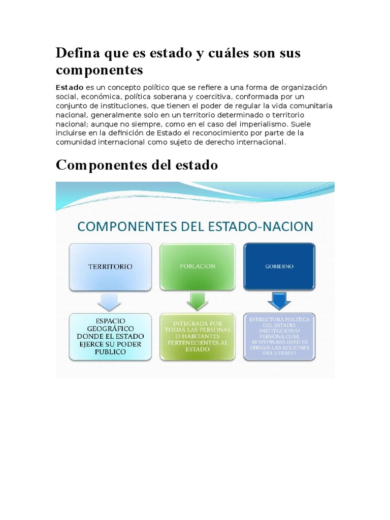 Defina Que Es Estado y Cuáles Son Sus Componentes | PDF | Estado ...