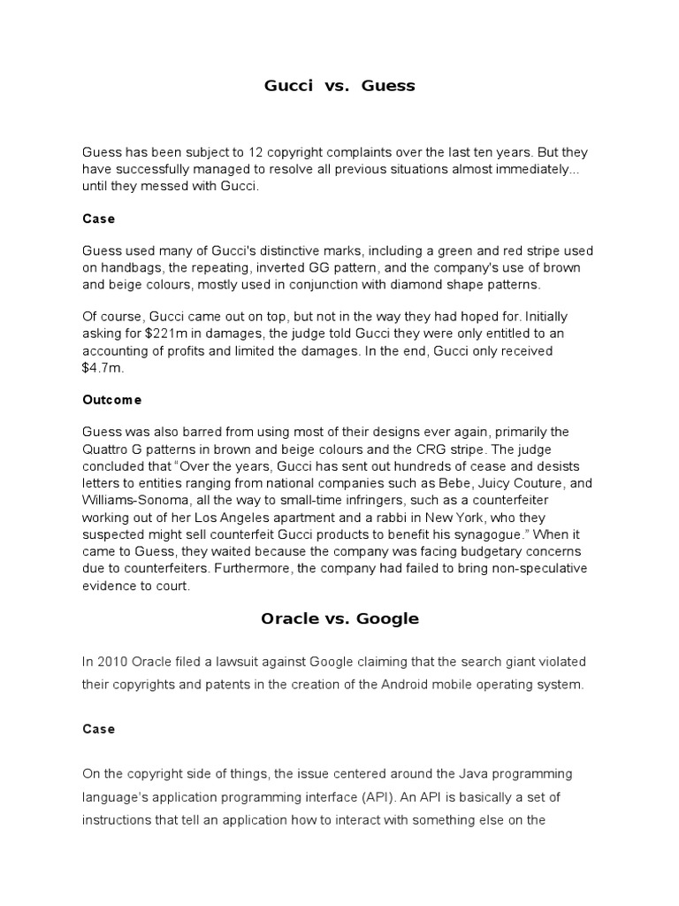 Gucci Vs Guess Ipr Case | PDF | Application Programming Interface ...