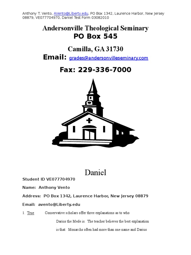 Daniel Test | PDF | Book Of Daniel | Daniel (Biblical Figure)