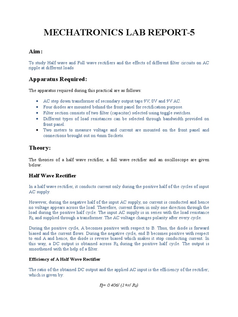 Rectifier Lab Report | Download Free PDF | Rectifier | Amplitude