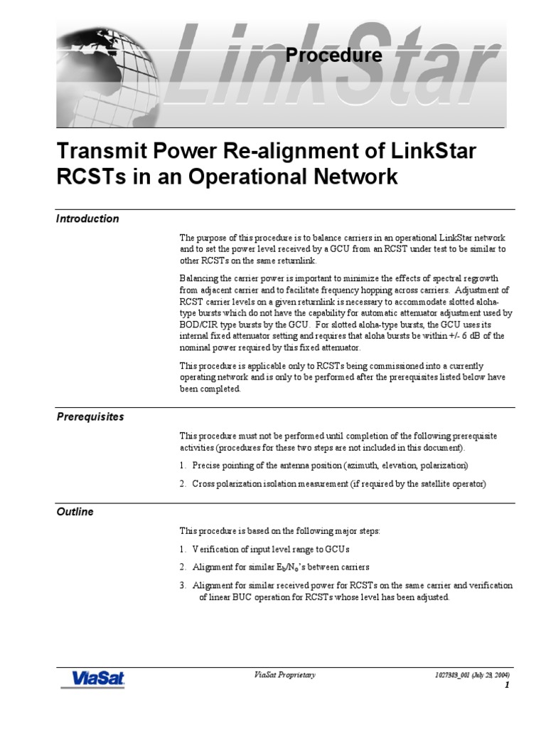 001 RCST Transmit Power Re-Alignment | PDF | Bandwidth (Signal ...
