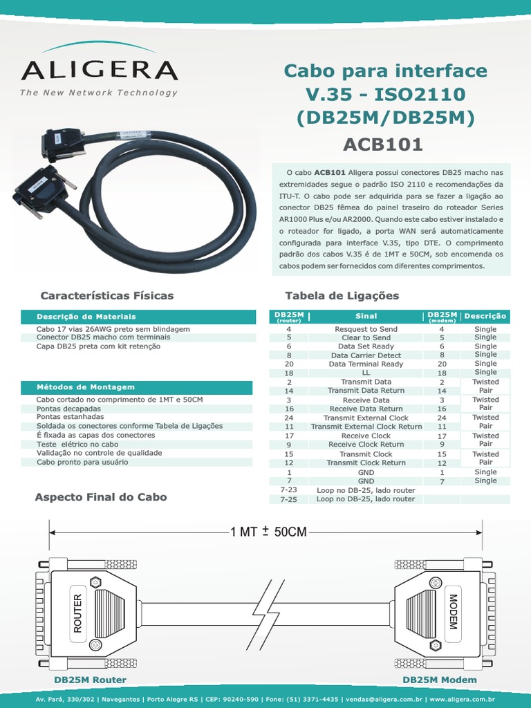 Datasheet Cabo ACB101 ISO2110 v1 Qualidade | PDF