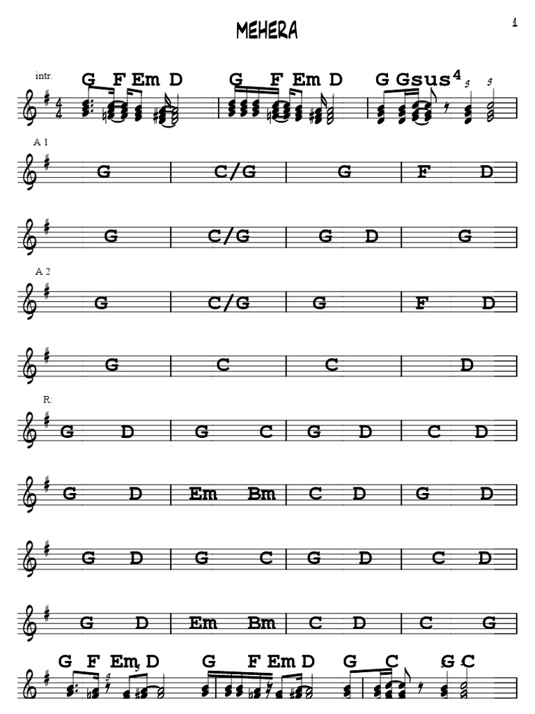 Mehera Lyrics and Chords | PDF | Career & Growth | Lifestyle