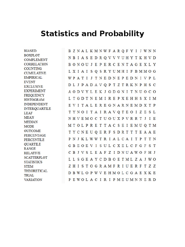 Probability Word Search | PDF
