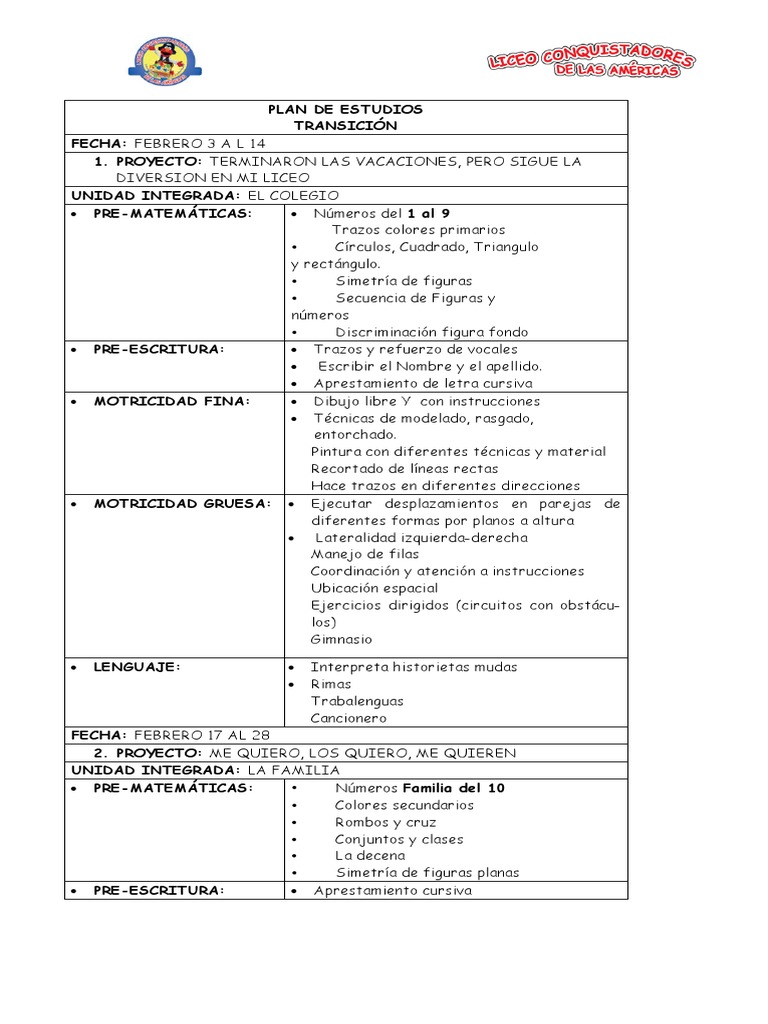 Plan De Estudios Transicion Pdf Descargar Gratis Pdf Simetría Dibujo