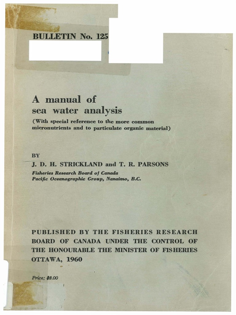 Sea Water Analysis Manual: Micronutrients | PDF | Salinity | Chemical ...