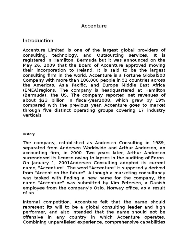 Accenture: History | PDF | Accenture | Mergers And Acquisitions