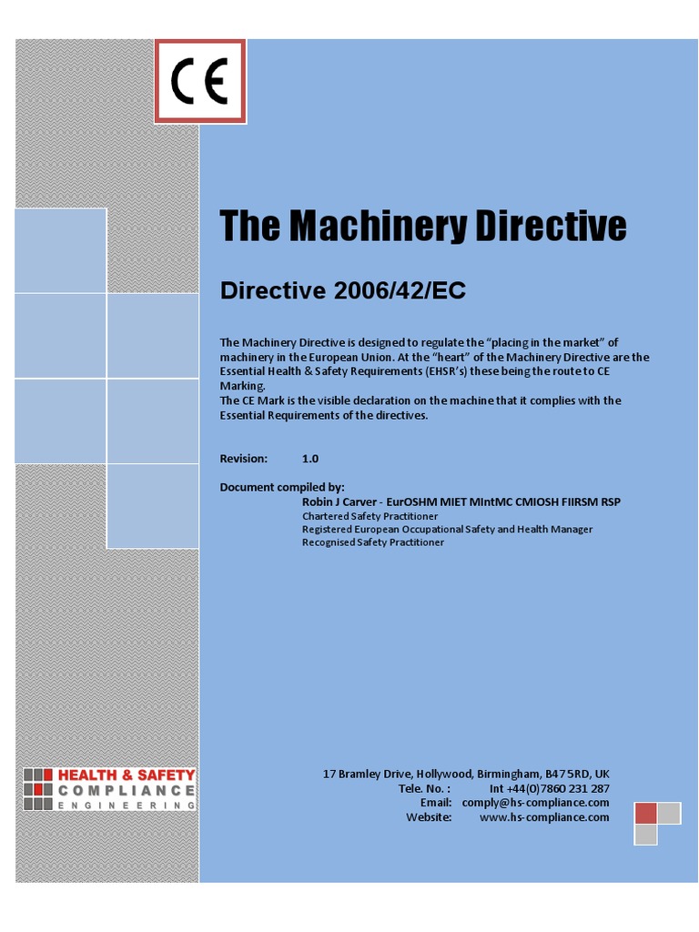 Machinery Directive 2006-42-EC+ Cover | Download Free PDF | Science | Engineering