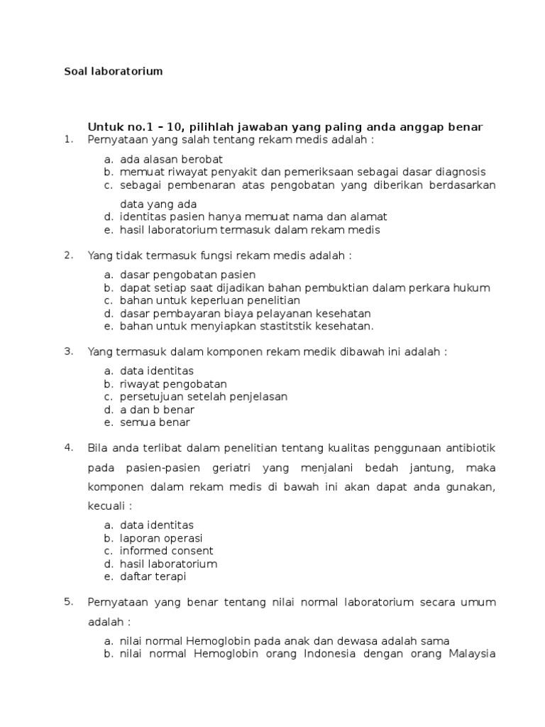 Kumpulan Soal Laboratorium | PDF
