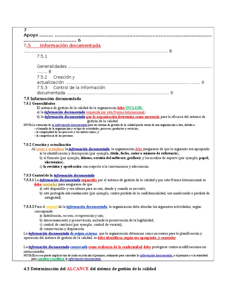 Informacion Documentada Necesaria | PDF | Gestión de la calidad ...