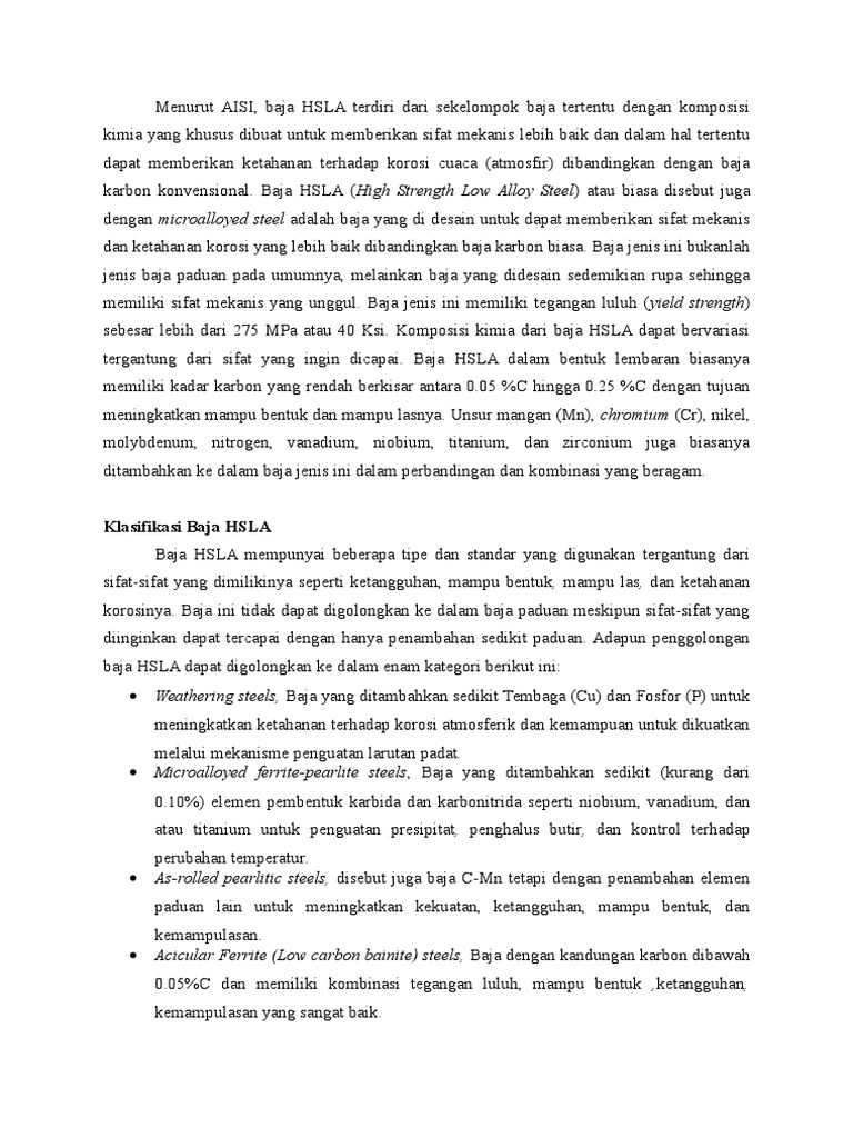 Tugas Alloy HSLA Steel | PDF
