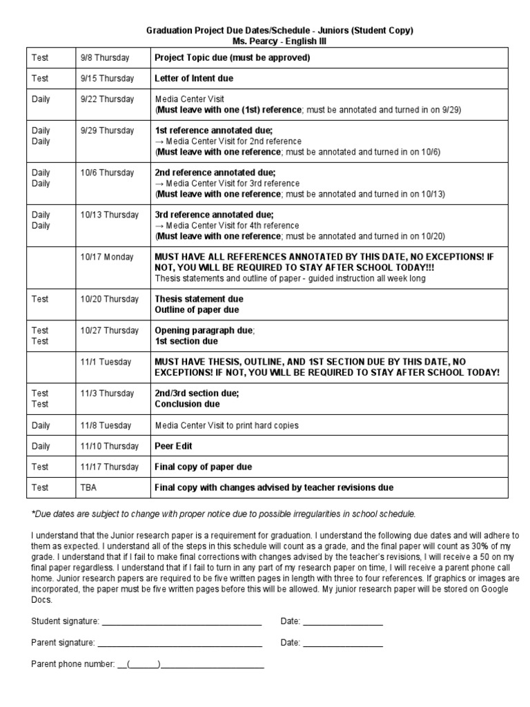 Due Dates Are Subject To Change With Proper Notice Due To Possible ...