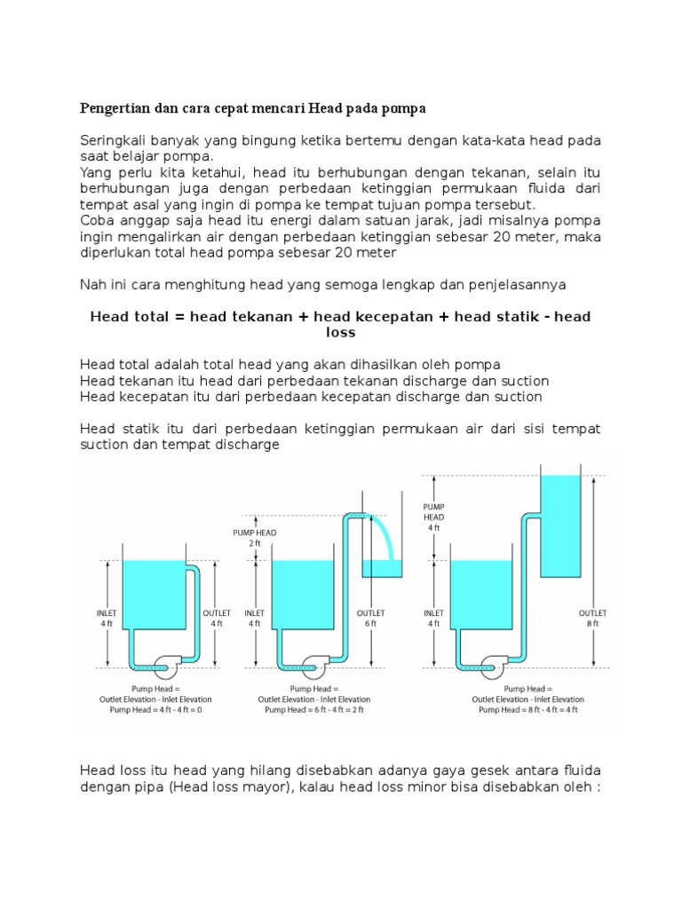 Cara Menghitung Total Head Pompa | PDF