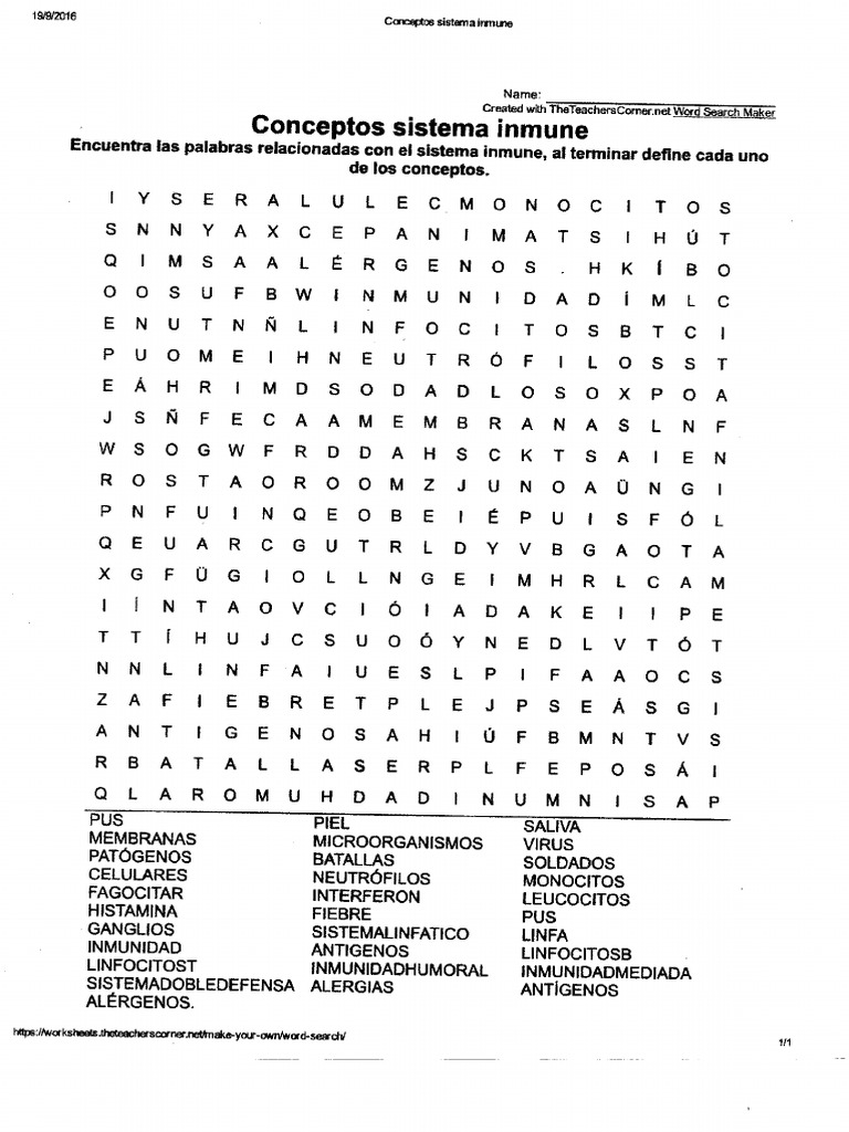 Actividades Sistema Inmune Secundaria