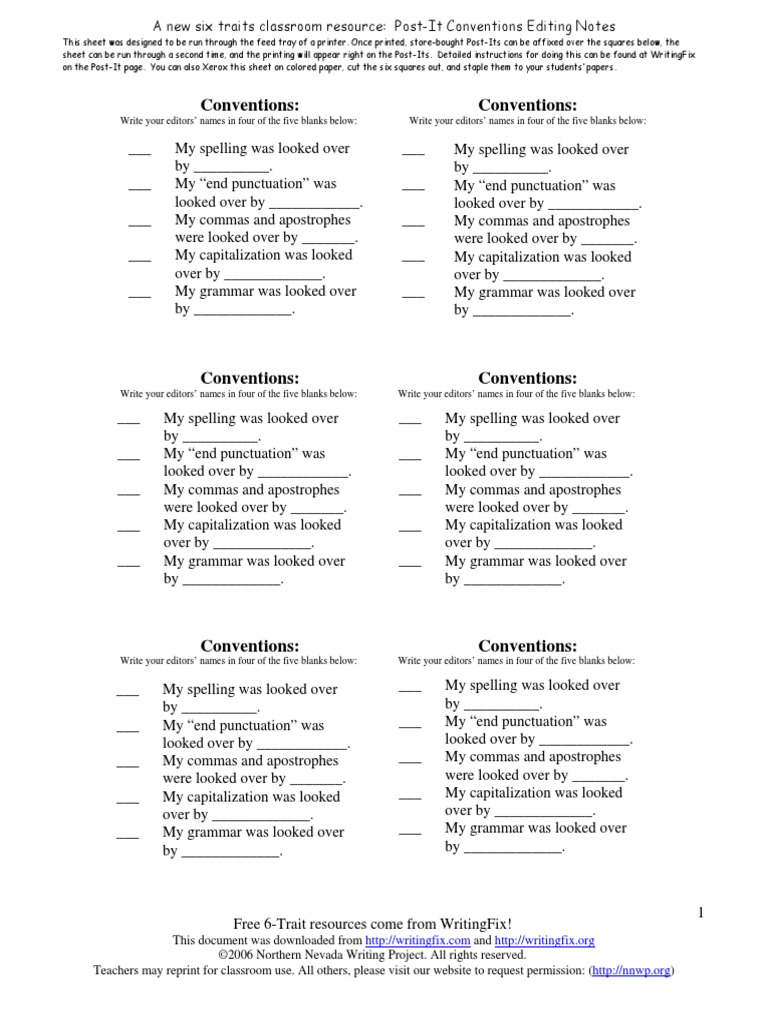 Conventions Post-Its | PDF | Language Arts & Discipline | Foreign ...
