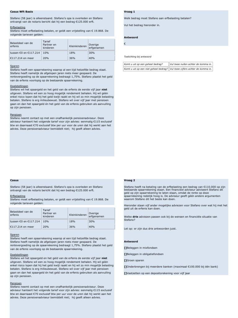 Voorbeeldvragen WFT | PDF