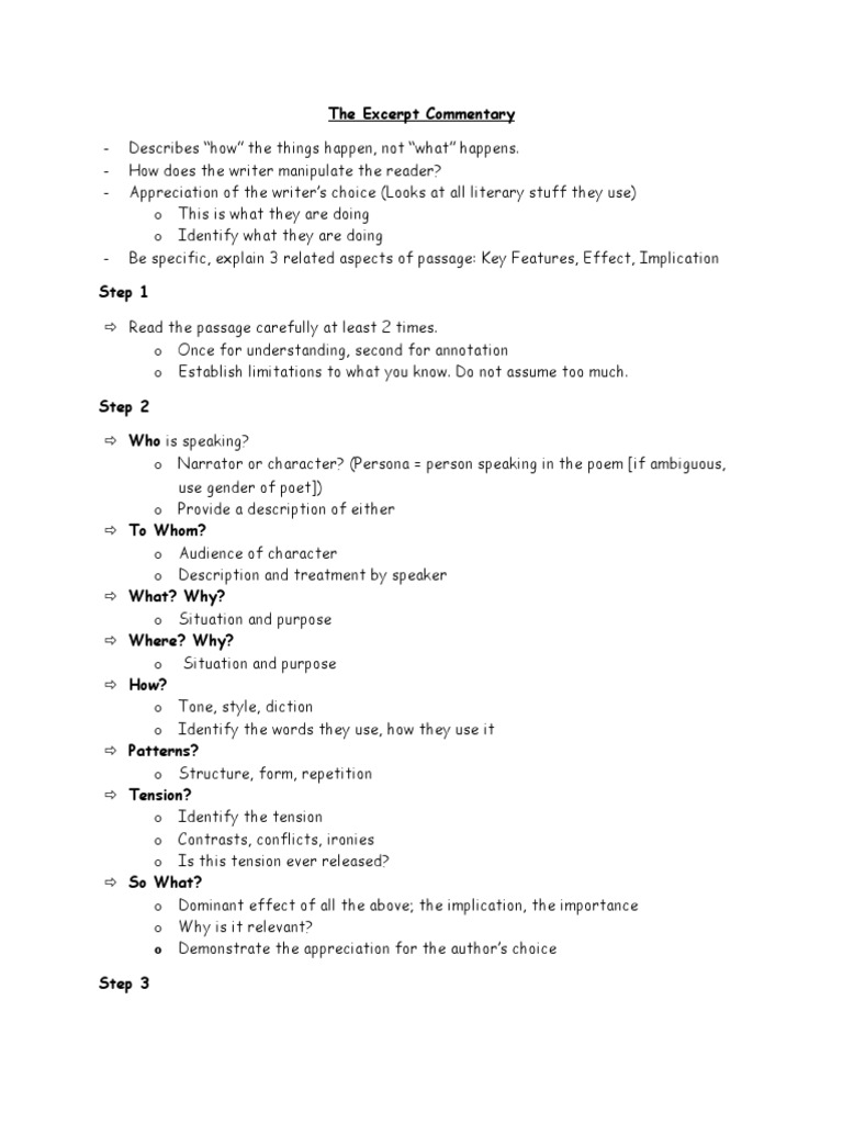 The Excerpt Commentary Notes | PDF | Poetry
