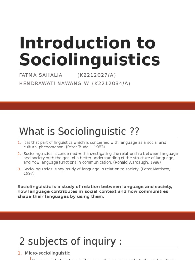 Introduction to Sociolinguistics | PDF | Sociolinguistics | Linguistics