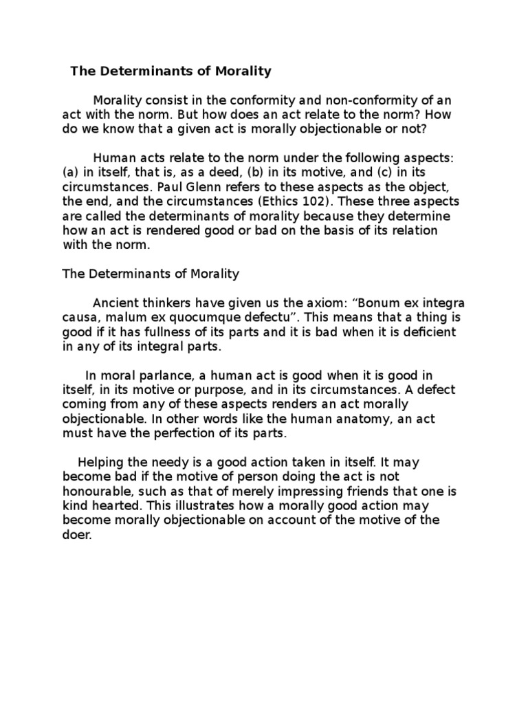 The Determinants of Morality | PDF | Natural Law | Common Good