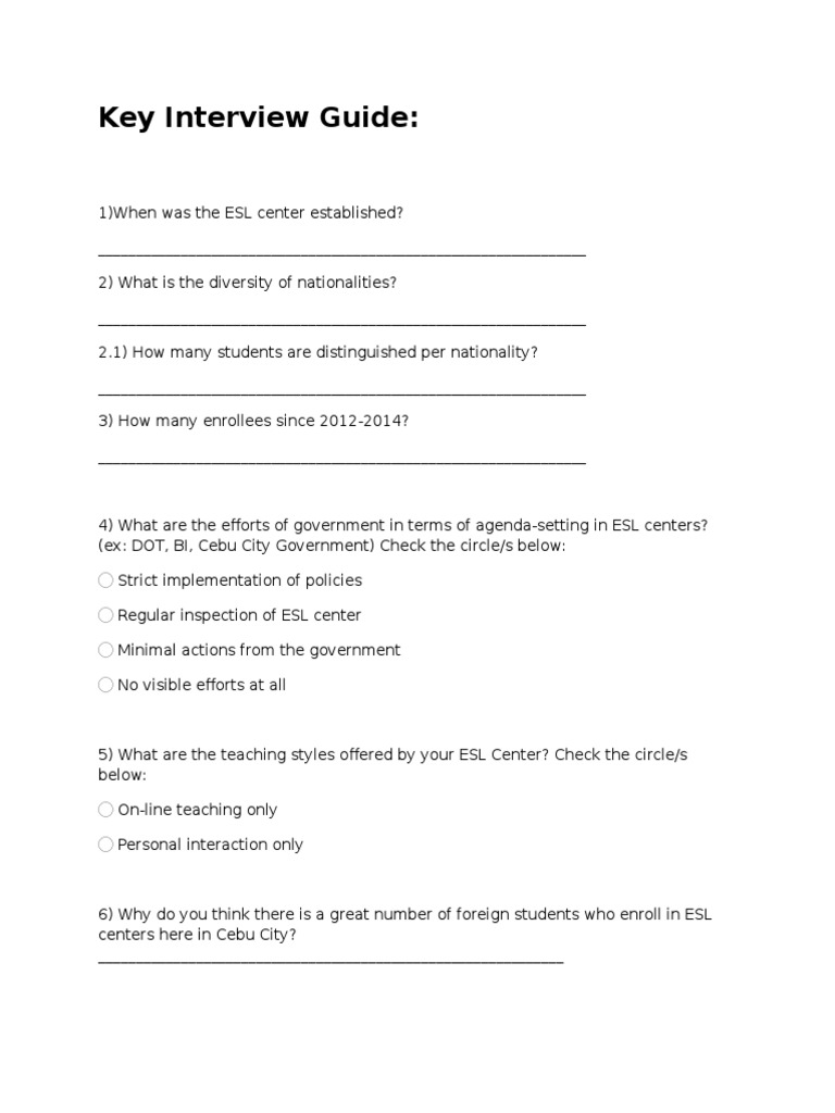 Interviewee Questionnaire | PDF