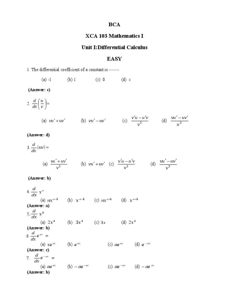 Bca MCQ | PDF | Matrix (Mathematics) | Determinant