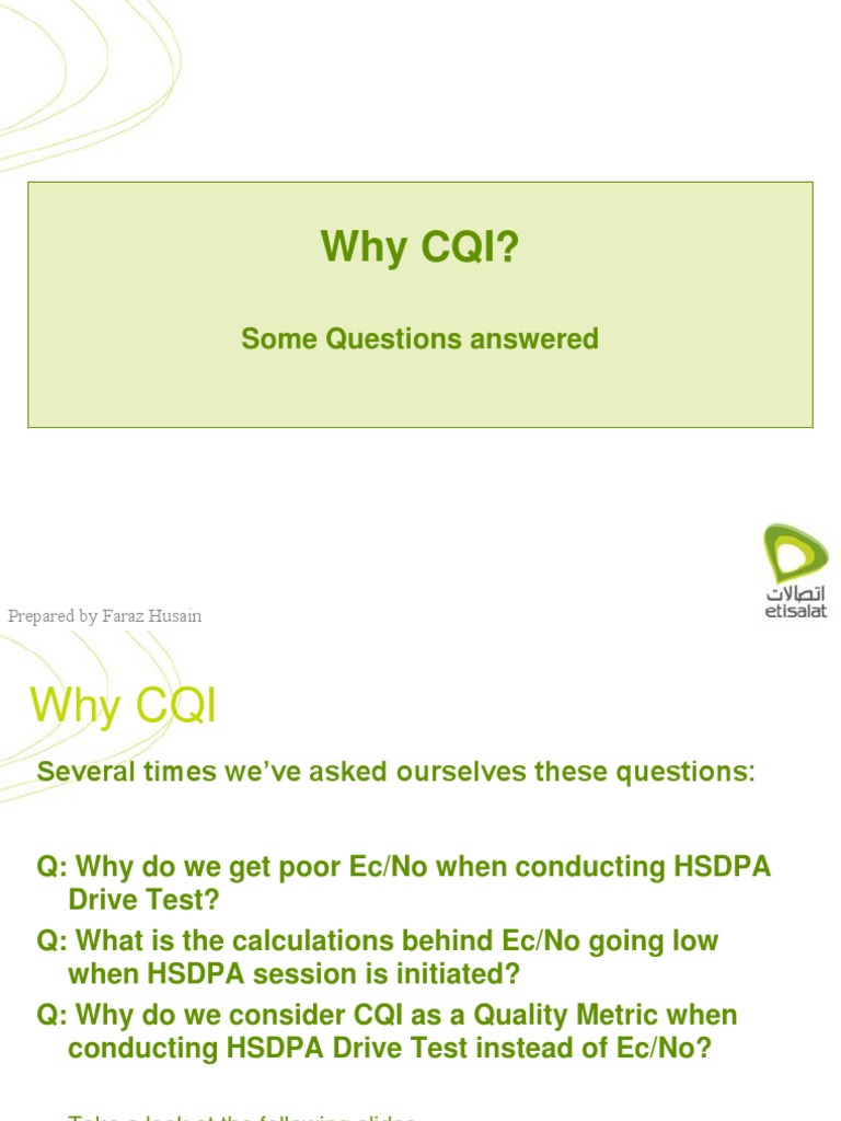 Why CQI PDF | PDF | High Speed Packet Access | Telecommunications ...