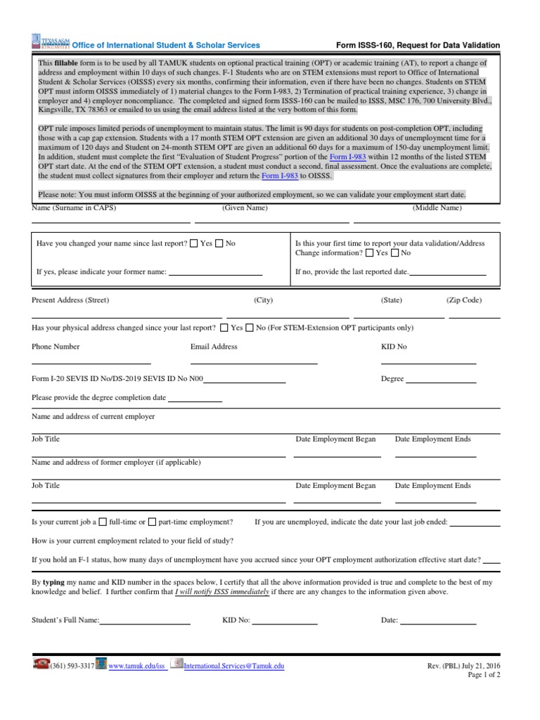 Office of International Student & Scholar Services: Form I-983 Form I ...