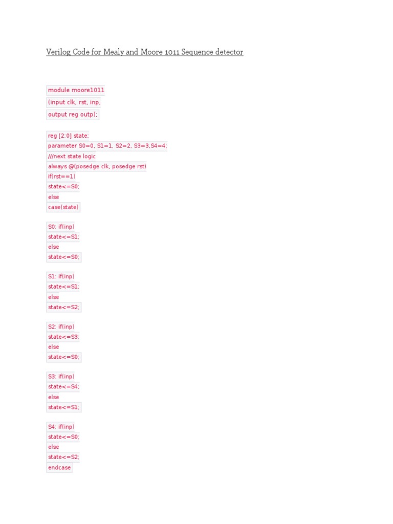 Verilog Code State Machines Pdf 