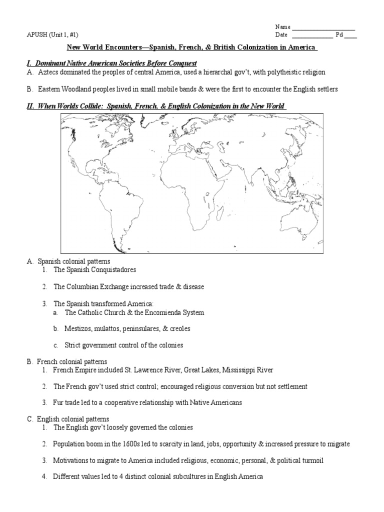 New World Encounters-Spanish, French, & British Colonization in America ...