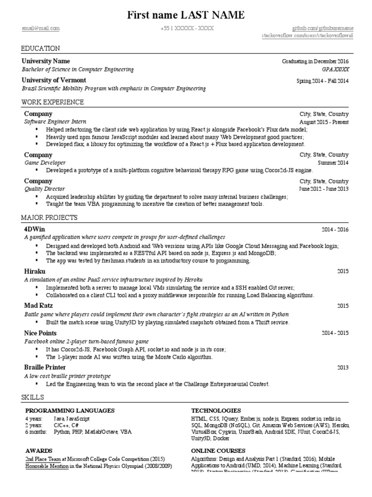 Sample US Resume 2 PDF | PDF | Application Software | Java Script