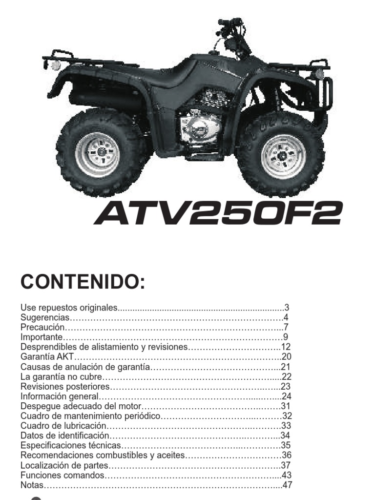 Guia Rapida Atv AKT 250 | PDF | Tap (Válvula) | Transmisión (Mecánica)