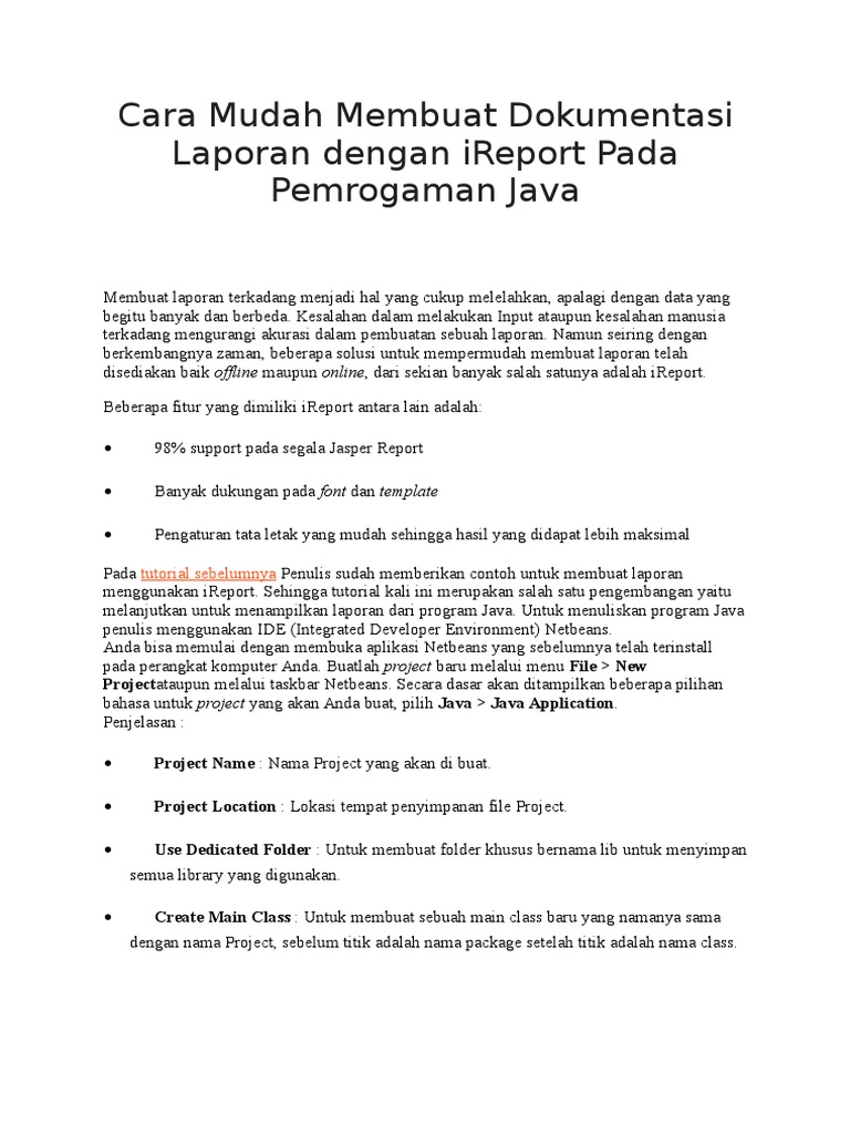 Cara Mudah Membuat Dokumentasi Laporan Dengan IReport | PDF