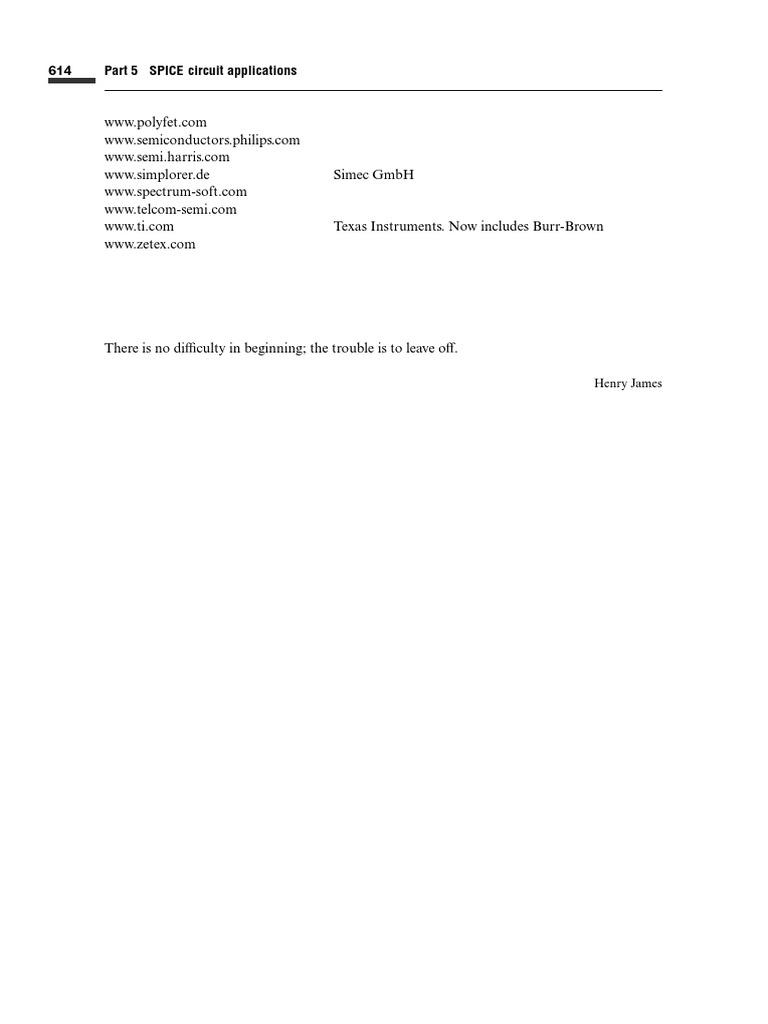 614 Part 5 SPICE Circuit Applications: Henry James | PDF