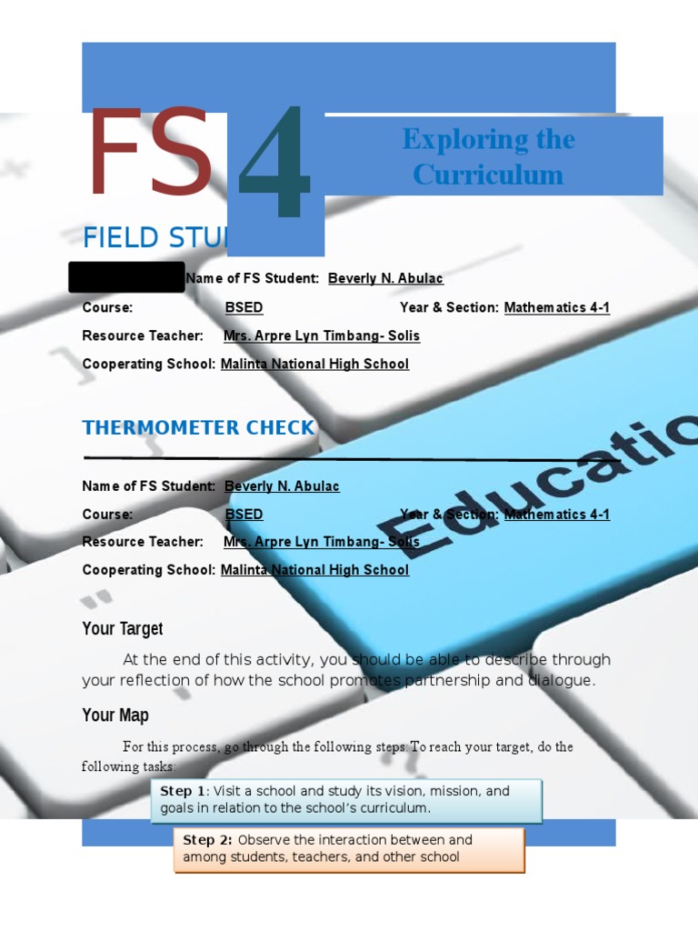 Fs 4 Ep1 Done | PDF | Classroom | Teachers