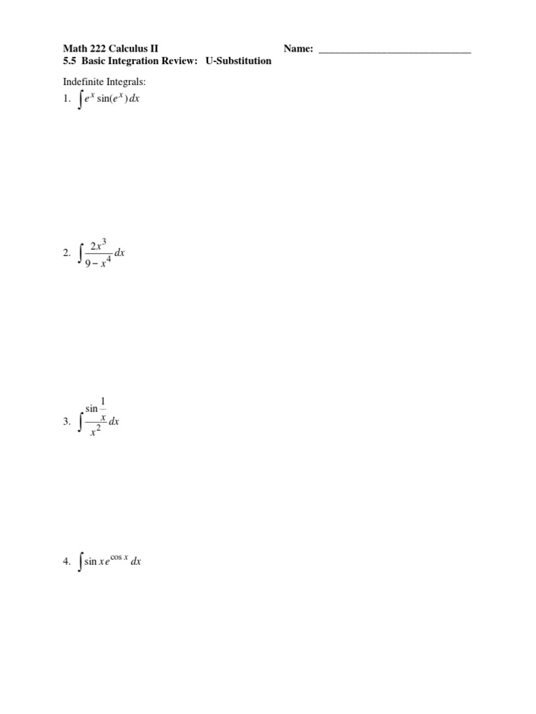 DX e E: Indefinite Integrals: 1.) Sin ( | PDF | Teaching Methods & Materials