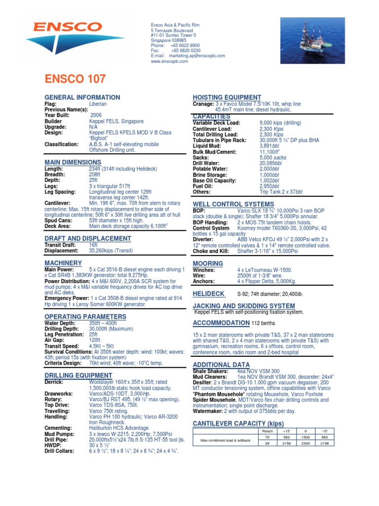 ENSCO-107 (With Cementing Unit) | PDF | Energy And Resource | Nature