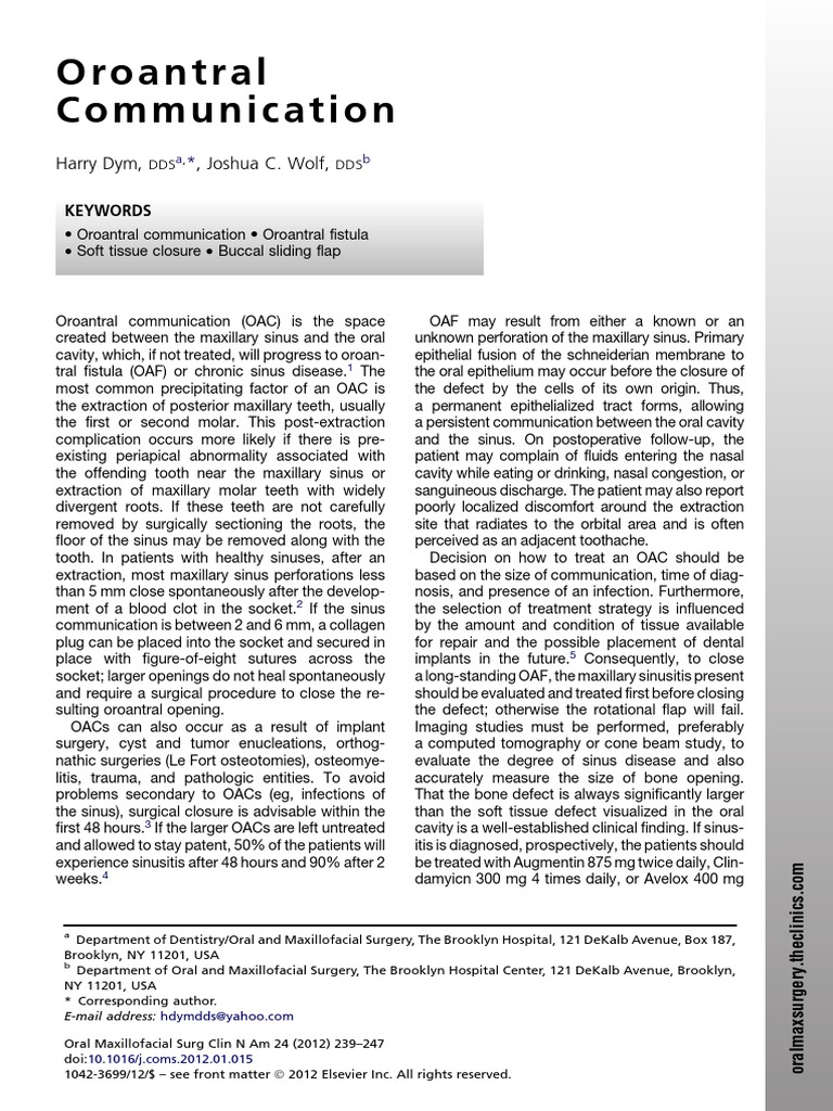 Surgical Treatment Options for Oroantral Communications | PDF ...
